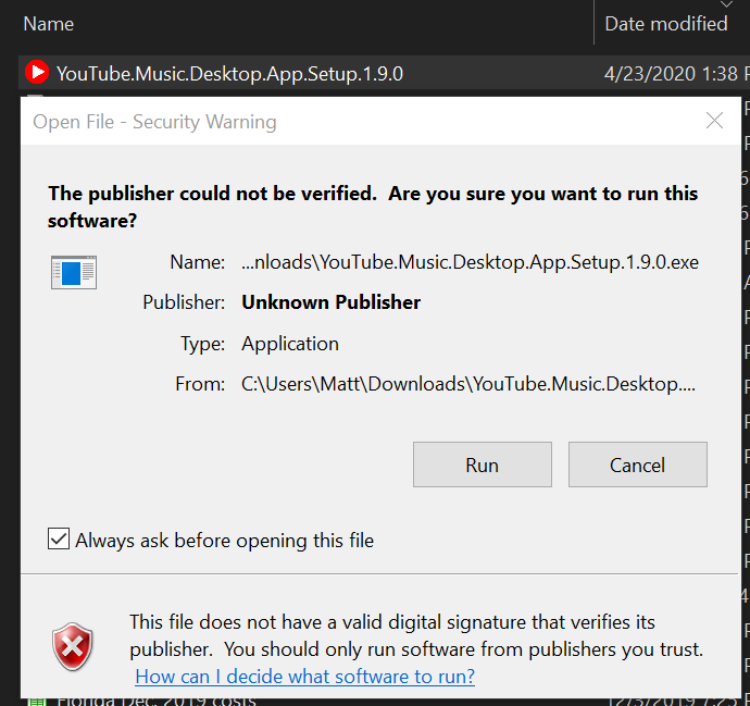 Digital signature warning Windows 10 · Issue #138 · ytmdesktop/ytmdesktop · GitHub