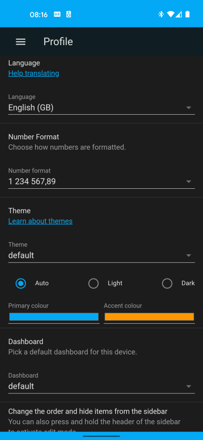 Option to manually change the "app background" color · Issue #1496 · home-assistant/android · GitHub