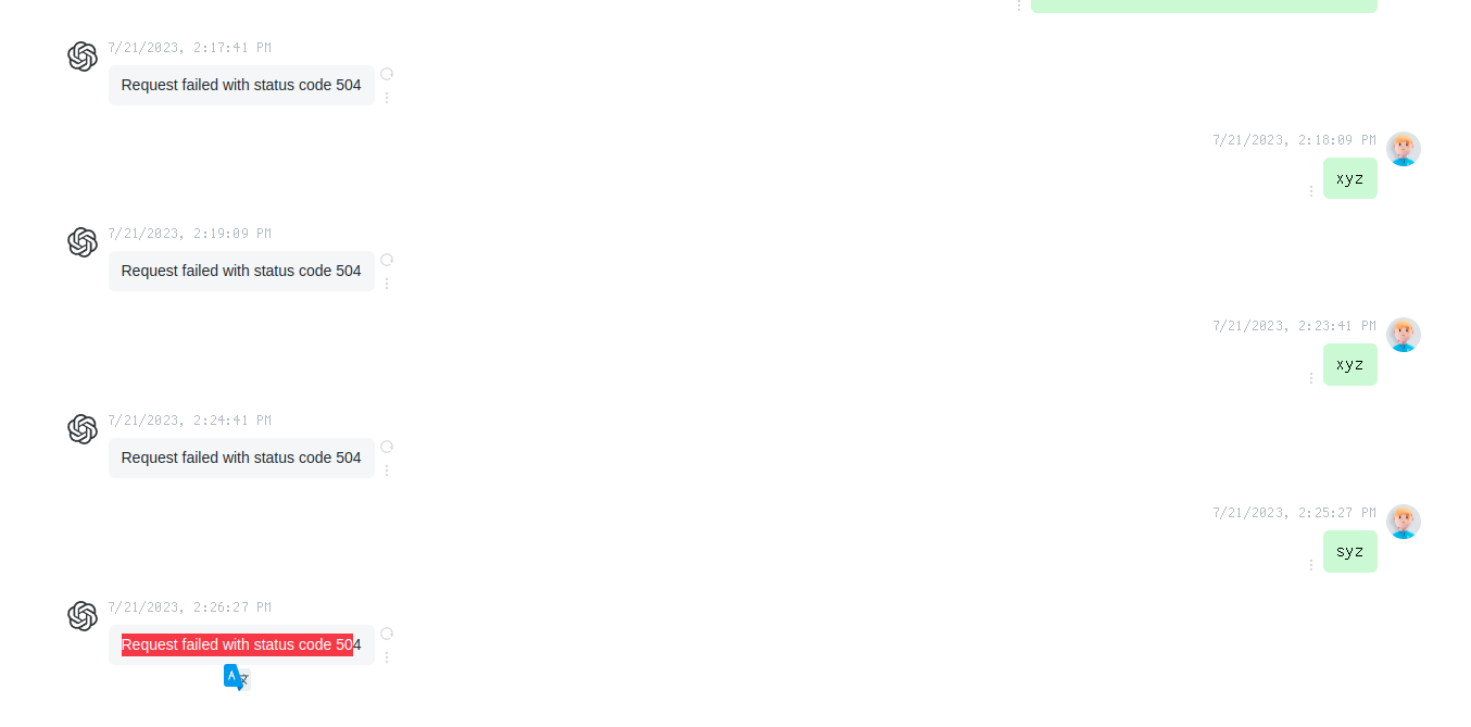 求大佬解答一下，一直报Request failed with status code 504 · Issue #1856 · Chanzhaoyu/chatgpt-web · GitHub