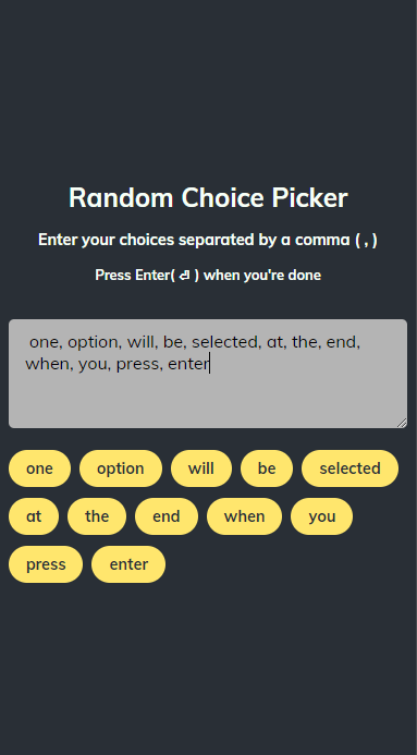 GitHub - TheRealRajan/Random-Choice-Picker: A Random Choice Picker that selects one of the ...