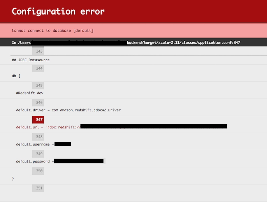 Returned error for "db cannot connect" reveals sensitive information of application.conf · Issue ...
