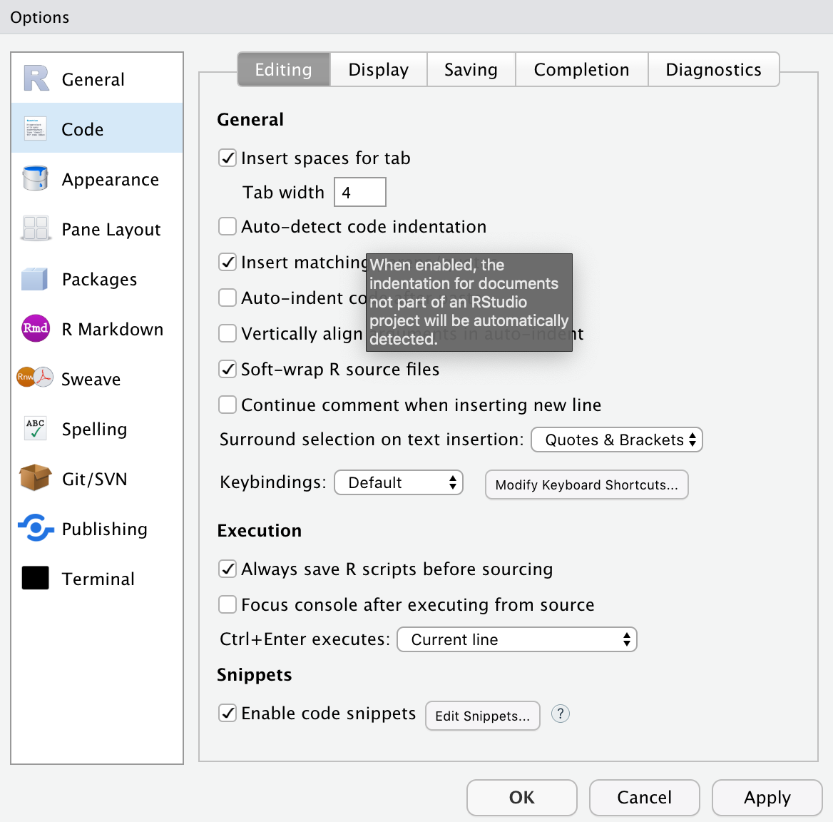 Tab for spaces proj and global setting doesn't seem to followed in Rmd vignette files · Issue ...