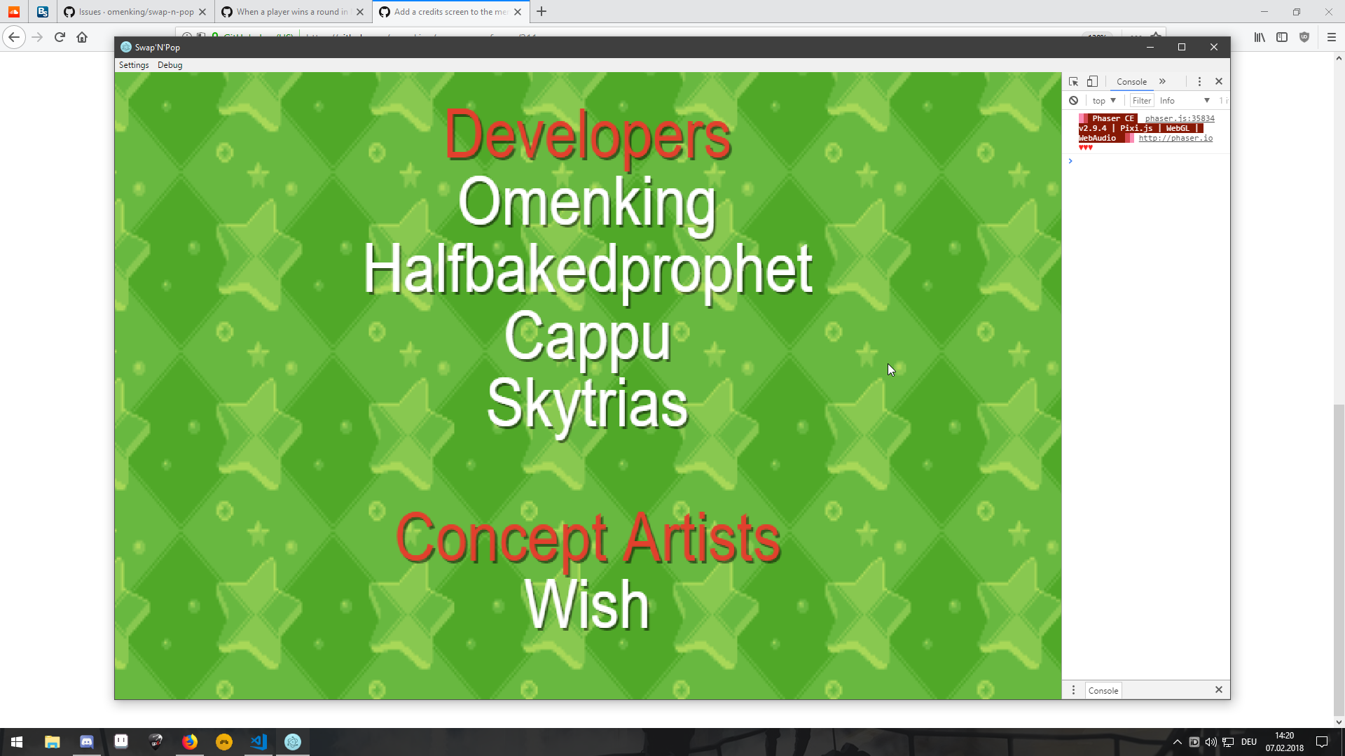 Add a credits screen to the menu · Issue #311 · omenking/swap-n-pop · GitHub