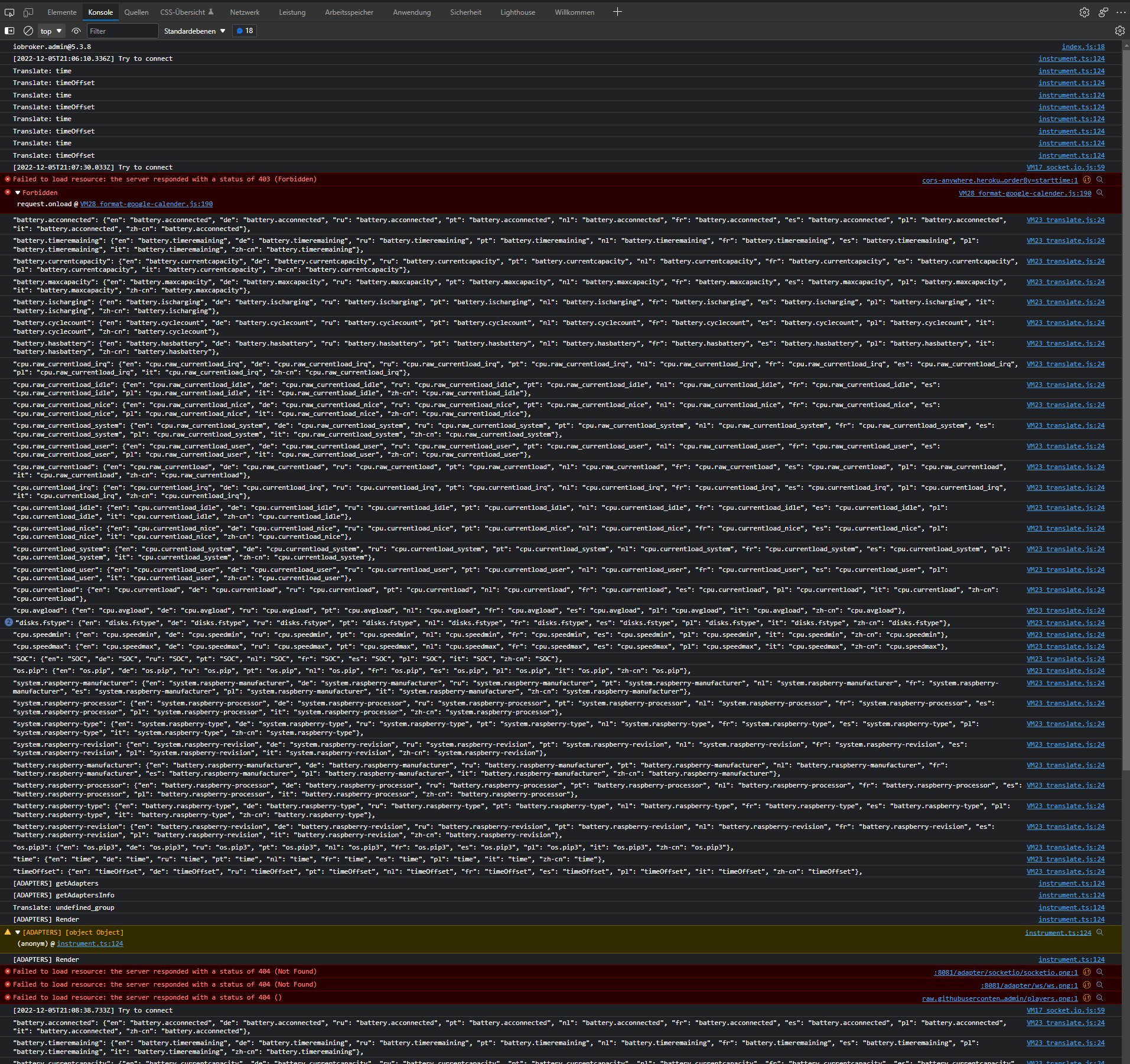 Problem When Switch To Logs · Issue 1824 · Iobroker Iobroker Admin
