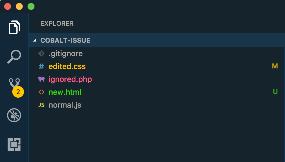 Adjust filenames colors in VCS context · Issue #100 · wesbos/cobalt2-vscode · GitHub