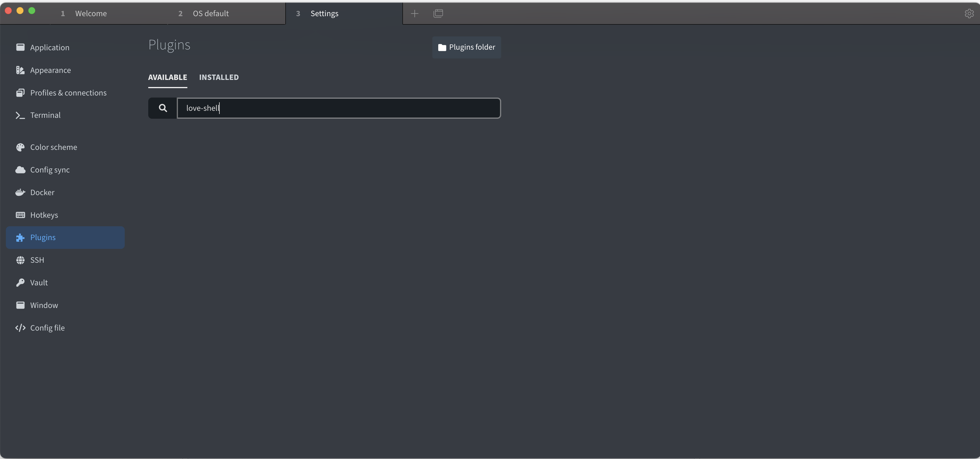 Love-shell plugin not in plugins available list · Issue #6535 · Eugeny/tabby · GitHub