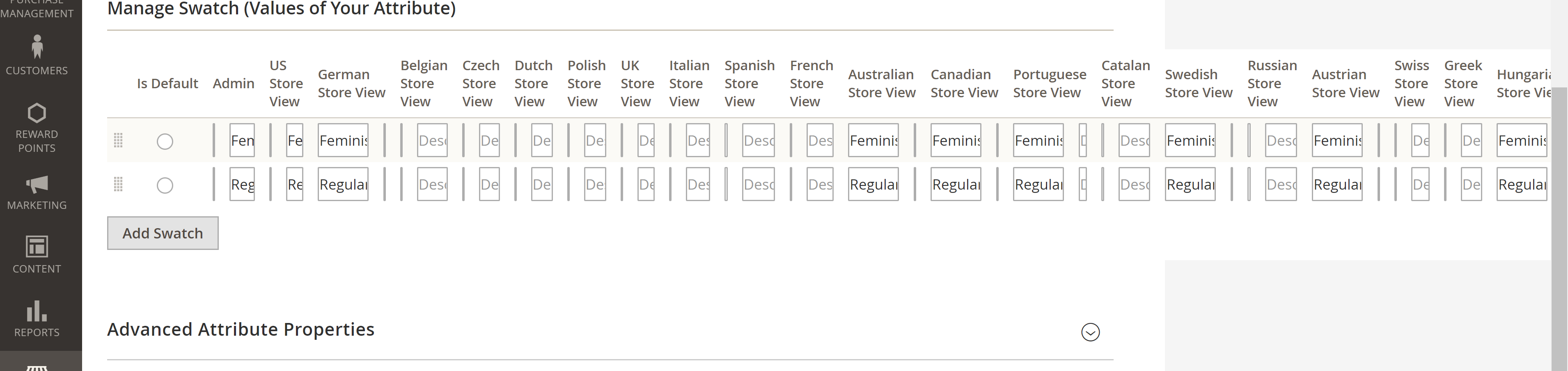 Magento 2.3 CE backend urser interface problem for product attribute options · Issue #21668 ...