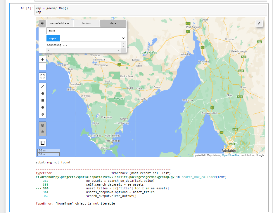 substring not found - Search and Import GEE data · Issue #723 · gee-community/geemap · GitHub