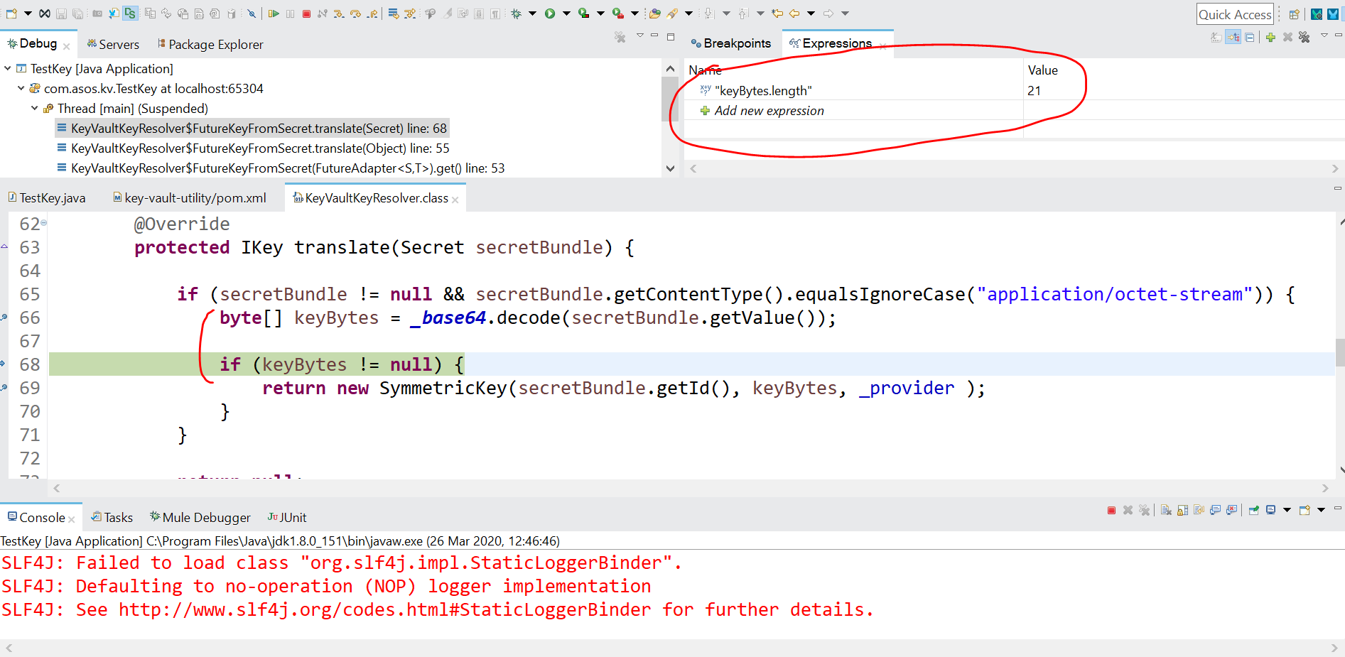 Azure Key Vault + AAD - IllegalArgumentException - The key material must be 128, 192, 256, 384 ...