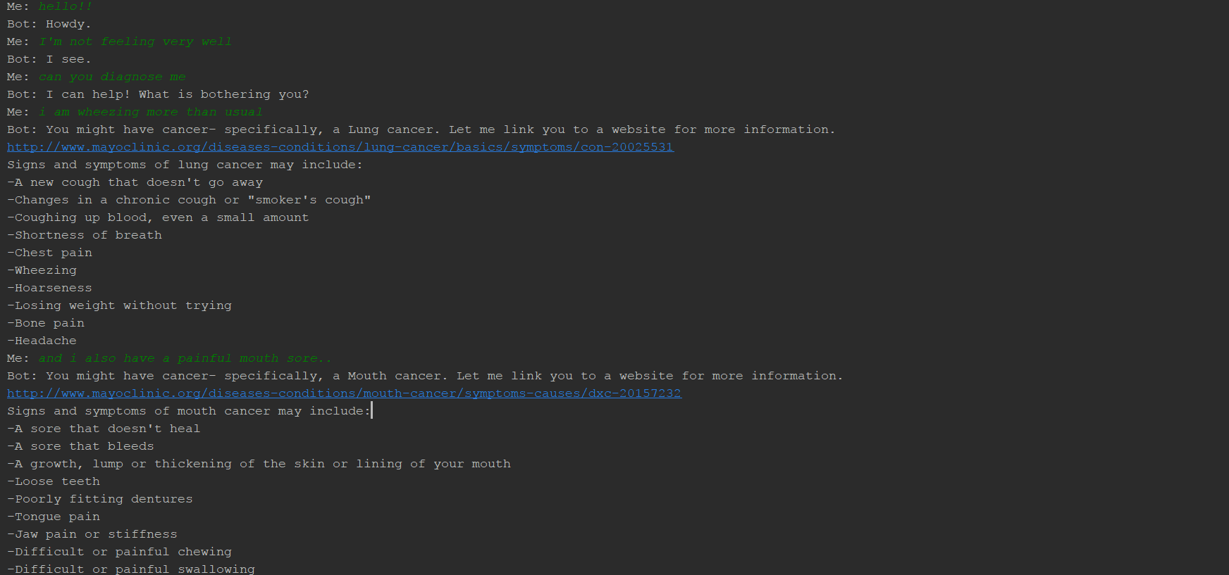 GitHub - davlu/Cancer-info-chatbot: Chat bot cancer diagnoser