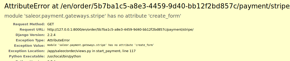 Stripe module has no attribute `create_form` · Issue #4691 · saleor ...