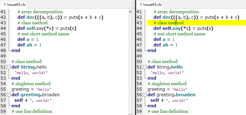 Ruby improve class method highlighting · Issue #68 · ScintillaOrg ...