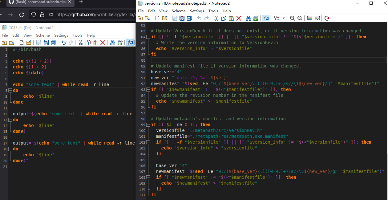 [Bash] command substitution highlighting · Issue #153 · ScintillaOrg/lexilla · GitHub