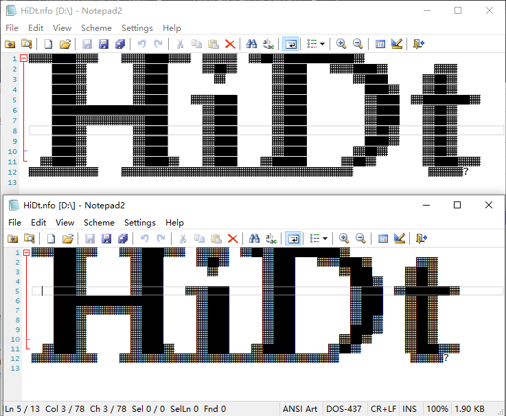 ANSI Art is breaking when rendering technology is Direct2D · Issue #179 · zufuliu/notepad4 · GitHub