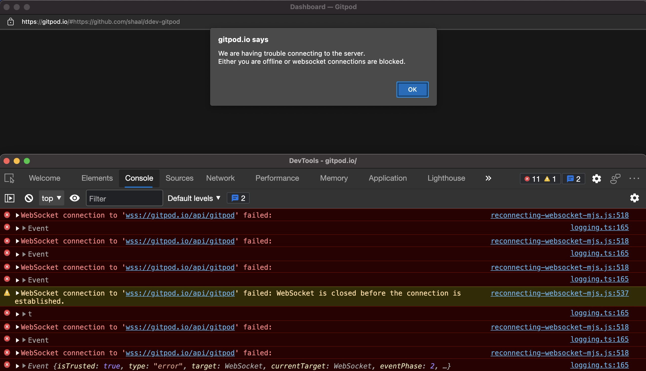 Problems accessing gitpod website/workspaces. "Websocket connections are blocked" · Issue #4714 ...
