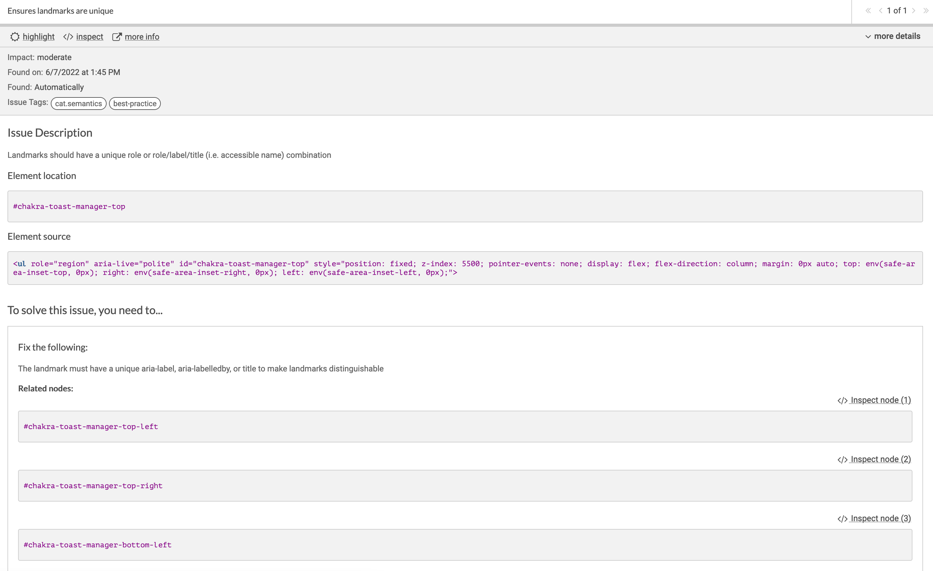 Toast Manager Adds Axe Violations Role And Landmarks · Issue 6164 · Chakra Uichakra Ui · Github