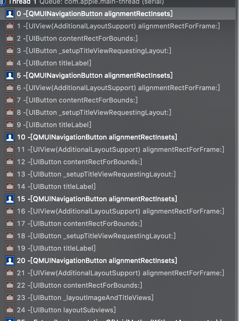 QMUINavigationButton的alignmentRectInsets方法会造成循环调用 · Issue #1095 · Tencent/QMUI_iOS · GitHub
