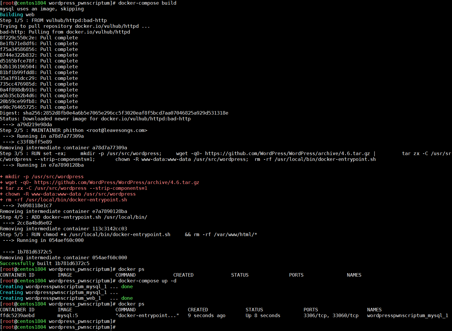 Vulhub Wordpress Pwnscriptum 运行时,web启动不了 · Issue 150 · Vulhub Vulhub · Github
