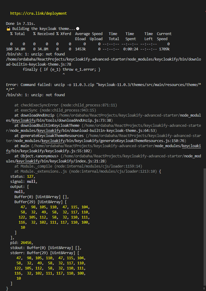 Unzip not found when building the keycloak theme · Issue #206 · keycloakify/keycloakify · GitHub