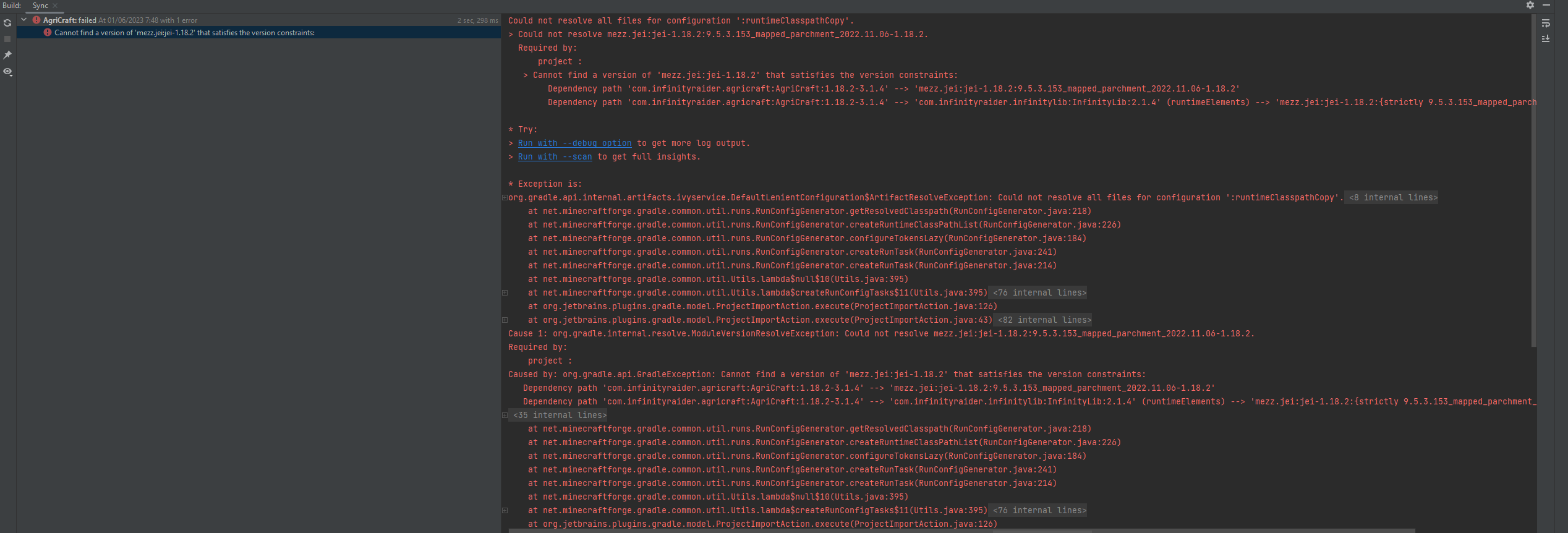 [Error] Compiling newest 1.18.2 branch · Issue #1499 · AgriCraft/AgriCraft · GitHub