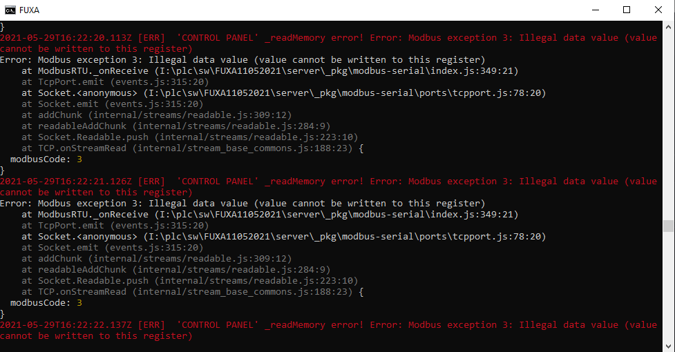 Modbus exception 3: Illegal data value (value cannot be written to this register) · Issue #155 ...