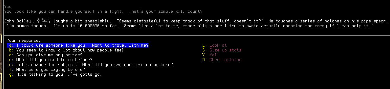 John Bailey's zombie kill count appears as a float in dialogue · Issue #65261 · CleverRaven ...