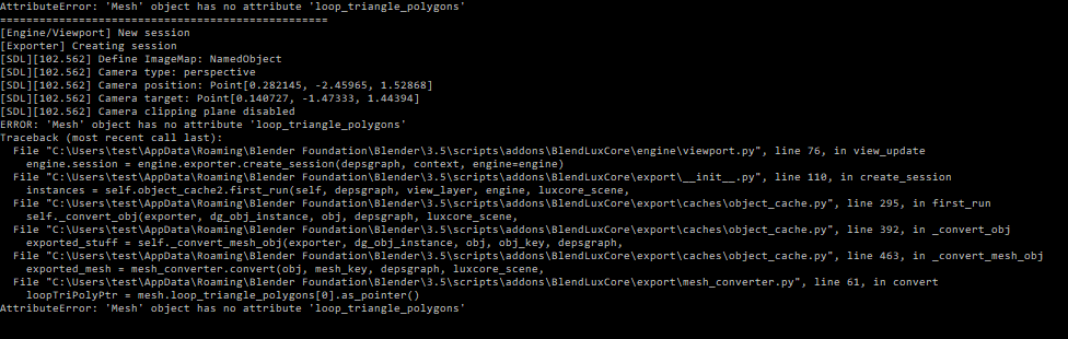 Error: | 'Mesh' object has no attribute 'loop_triangle_polygons' () · Issue #841 · LuxCoreRender ...
