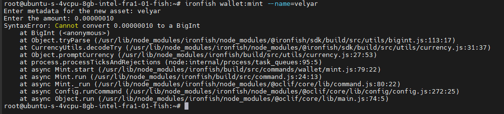 Cannot convert amount to a BigInt in 0.1.69 · Issue #3555 · iron-fish/ironfish · GitHub