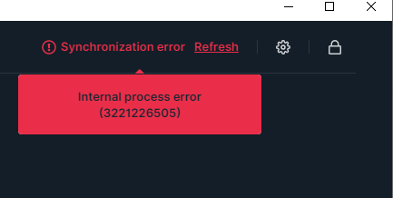 Synchronization Error: Internal Process Error 3221226505 (v1.18.2) · Issue #2466 · LedgerHQ ...