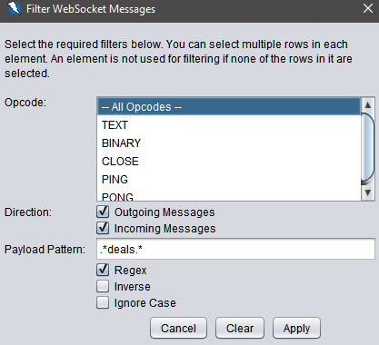 regex filter on websocket · Issue #1382 · zaproxy/zaproxy · GitHub