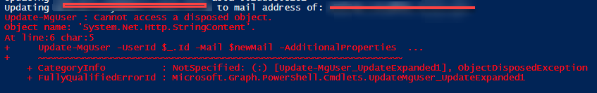 Exception on Update-MgUser Disposed System.Net.Http.StringContent · Issue #458 · microsoftgraph ...