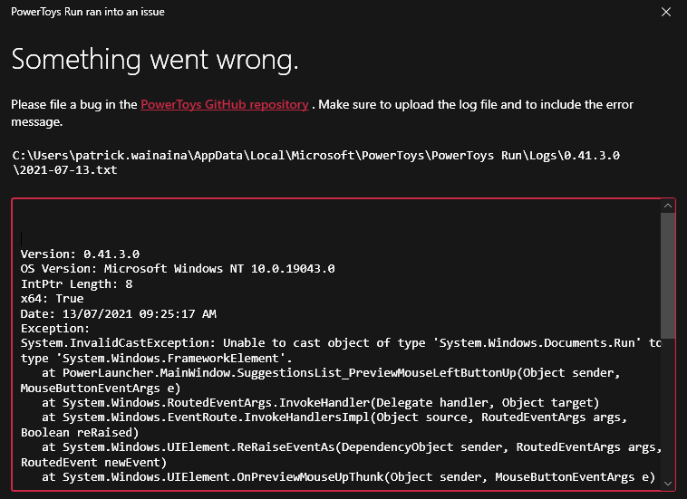 PowerToys Run ran into an issue after using the 'Spotlight Search' · Issue #12347 · microsoft ...