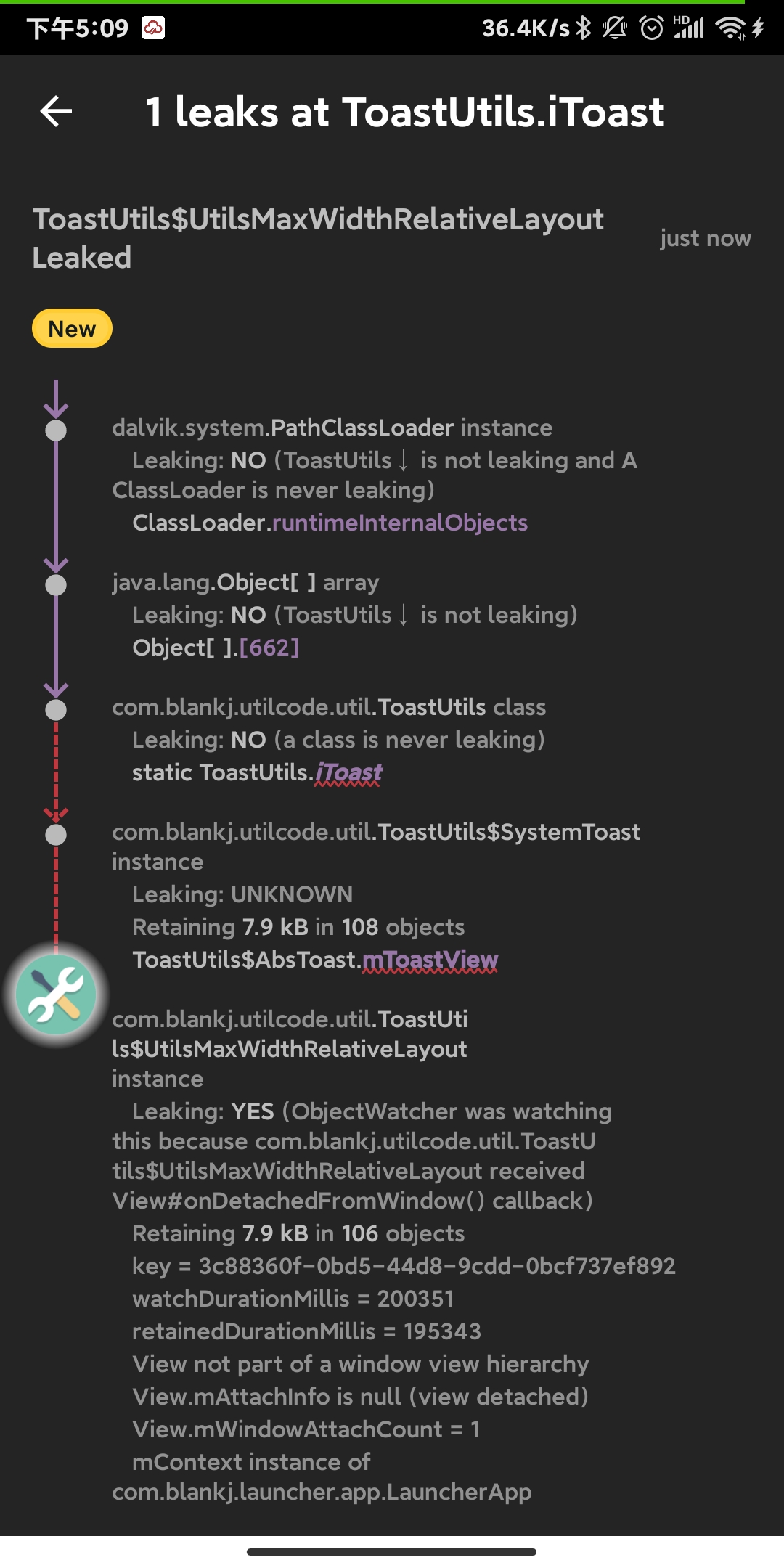 ToastUtils.showLong 内存泄露 · Issue #1410 · Blankj/AndroidUtilCode · GitHub