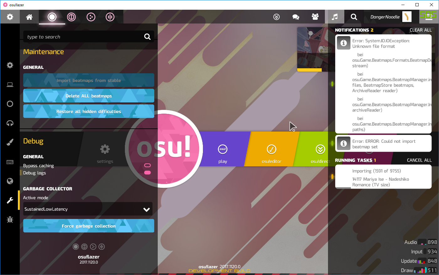 Multiple issues on importing beatmaps from stable · Issue #1566 · ppy/osu · GitHub