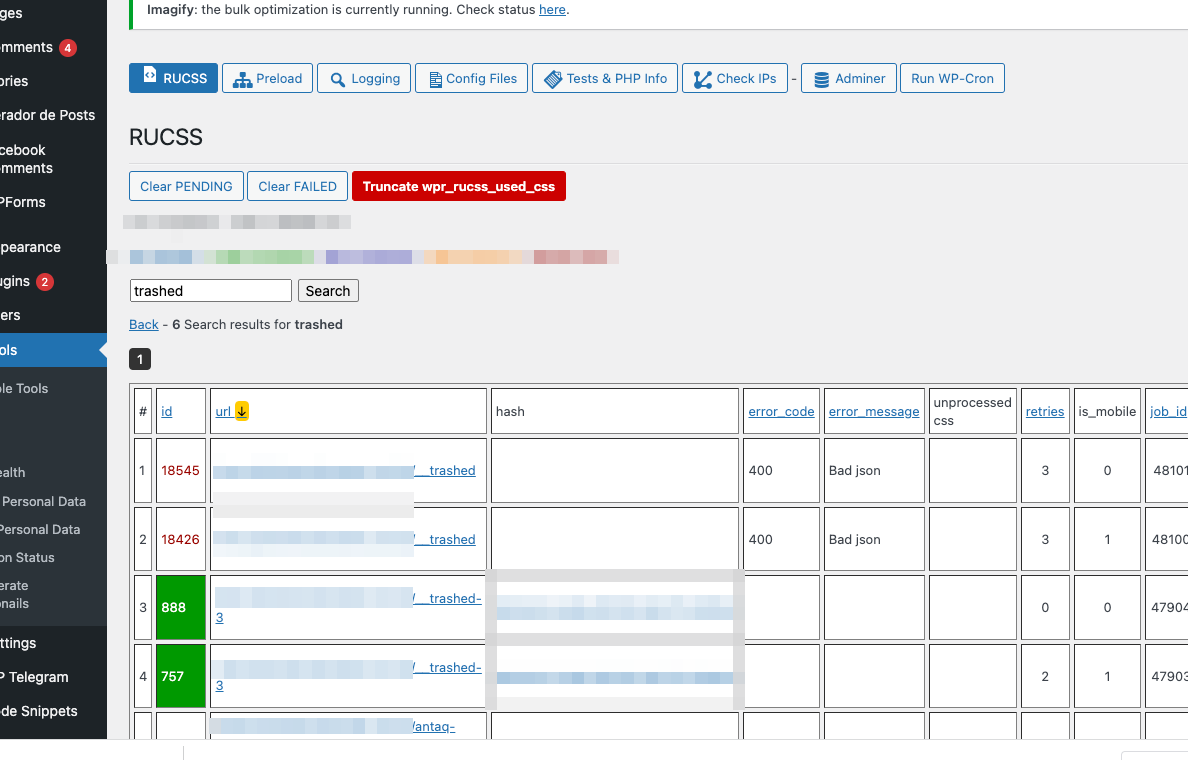 [WIP] __trashed URLs inserted in Cache and RUCSS tables · Issue #5853 · wp-media/wp-rocket · GitHub