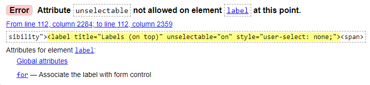 "unselectable"-attribute on Layerswitcher lable throws HTML-validation ...