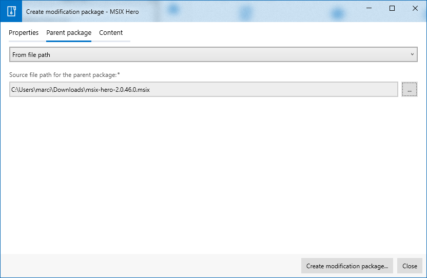 [Modification Package editor] "Copy VFS" checkbox is not refreshed when the user selects a file ...