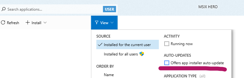 All packages (except of those installed from appinstaller) are hidden after a fresh installation ...