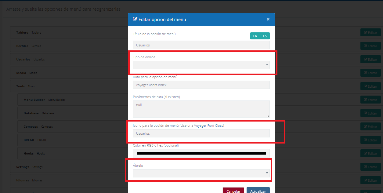 Menu builder edit item problem · Issue #4432 · thedevdojo/voyager · GitHub