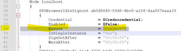 Problem creating localhost.mof file with component SPOSiteAuditSettings, SPOBrowserIdleSignout ...