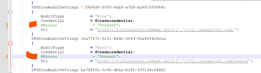 Problem creating localhost.mof file with component SPOSiteAuditSettings, SPOBrowserIdleSignout ...