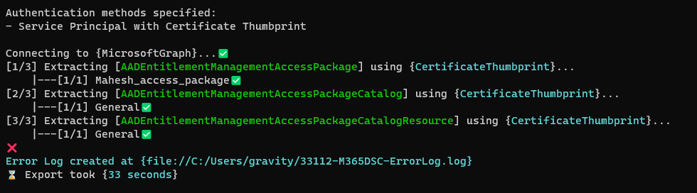 Export-M365DSCConfiguration -Components ...