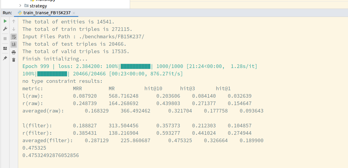 Running examples/train_transe_FB15K237.py does not give reported performance. · Issue #297 ...