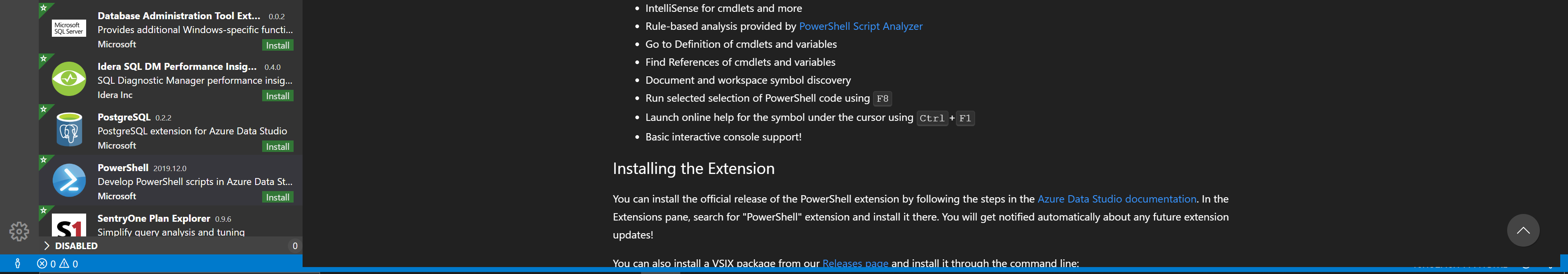 Extension view editor overlaps area below · Issue #8929 · microsoft/azuredatastudio · GitHub