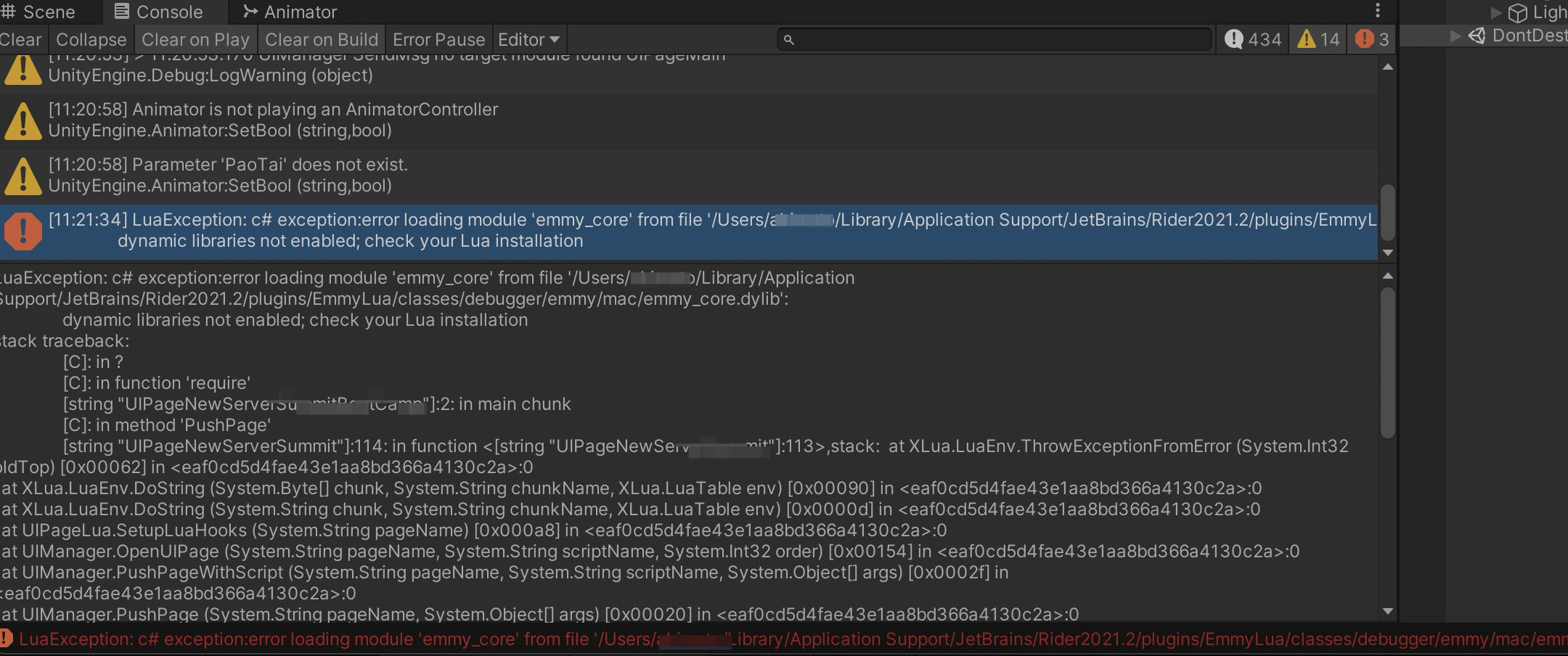 Luaexception C Exceptionerror Loading Module Emmycore From File 