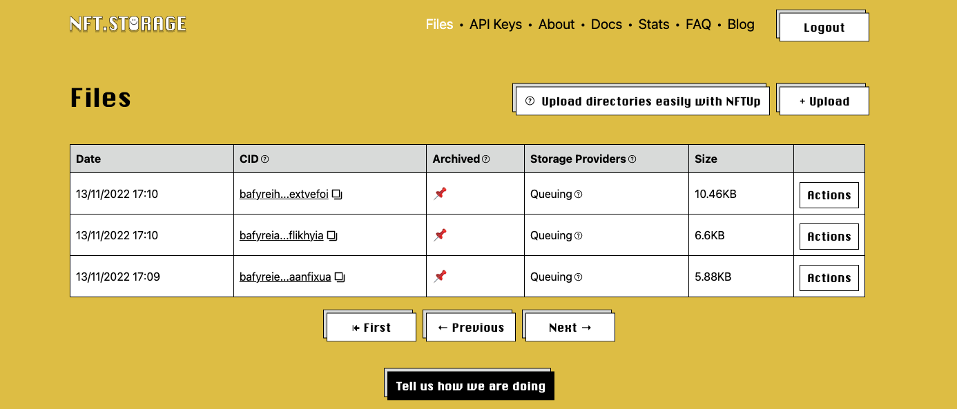 lesson 14 : Impossible to access files uploaded with NFT.Storage · smartcontractkit full ...