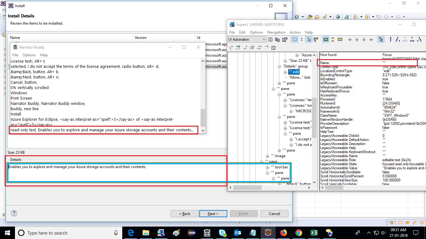 [Azure Toolkit][A11yMAS][Accessibility][Inspect][MAS4.2.1][Eclipse][Wipro]: Name property is ...