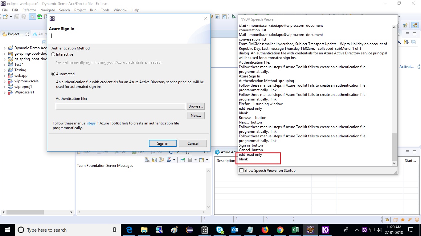 [Azure Toolkit][A11yMAS][Accessibility][Inspect][MAS4.2.1][Eclipse][Wipro]: Name property is ...