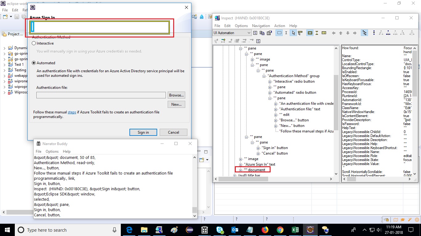 [Azure Toolkit][A11yMAS][Accessibility][Inspect][MAS4.2.1][Eclipse][Wipro]: Name property is ...