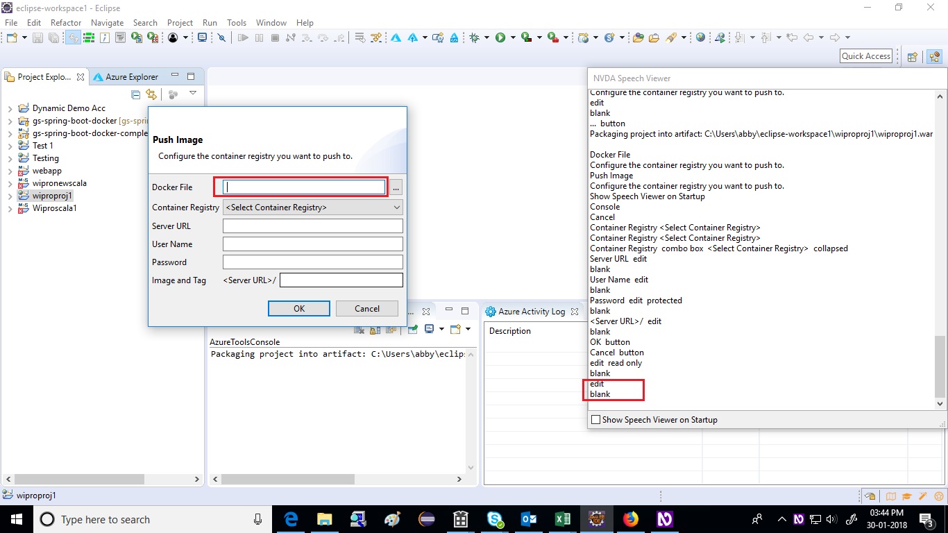 [Azure Toolkit][A11yMAS][Accessibility][Inspect][MAS4.2.1][Eclipse][Wipro]:Name property is ...